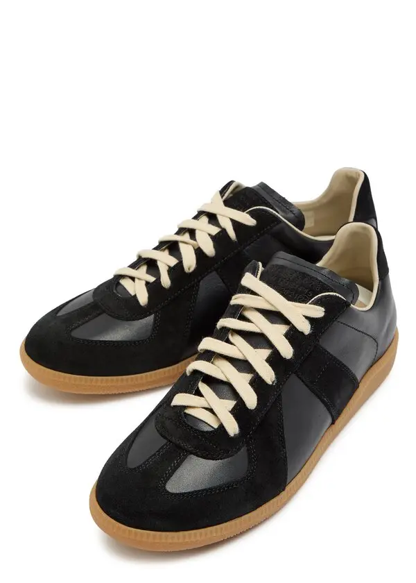 MAISON MARGIELA Replica Panelled Leather Sneakers - Black