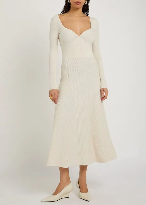 Maria Mcmanus Ribbed-knit Midi Dress