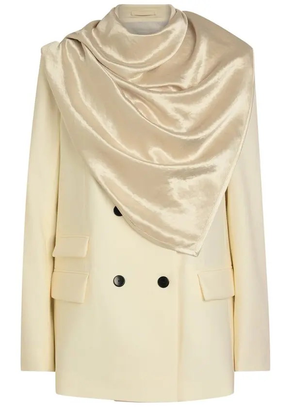 Maria Mcmanus Draped Double-breasted Wool Blazer - Ivory