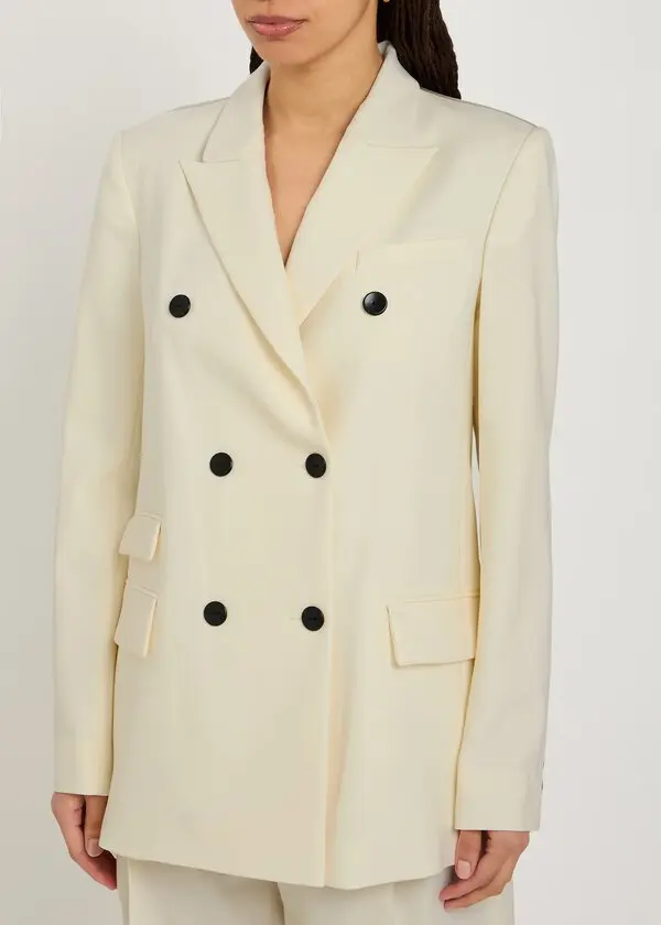Maria Mcmanus Draped Double-breasted Wool Blazer - Ivory