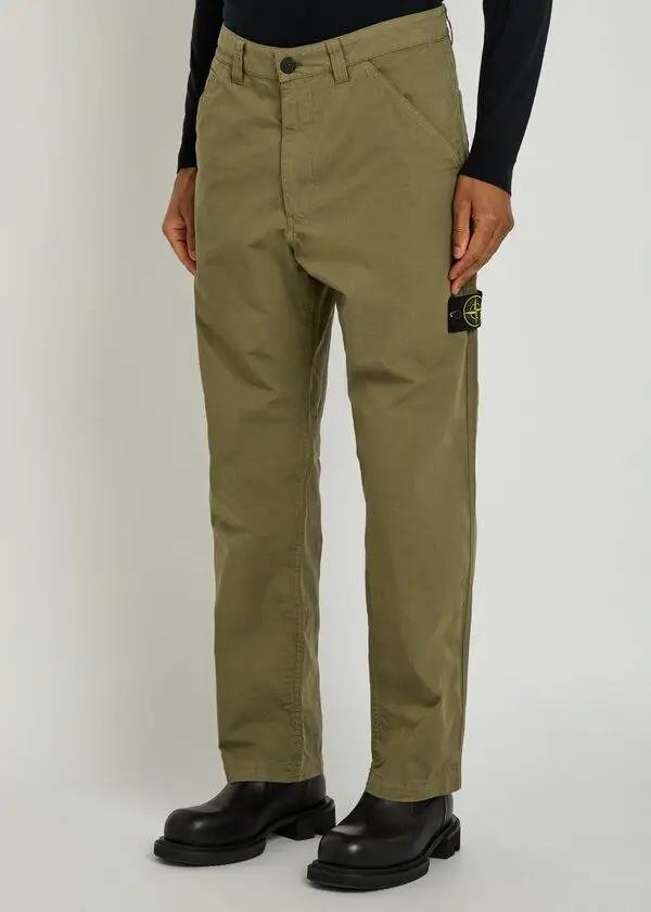 Stone Island Cotton Ripstop Straight-leg Trousers