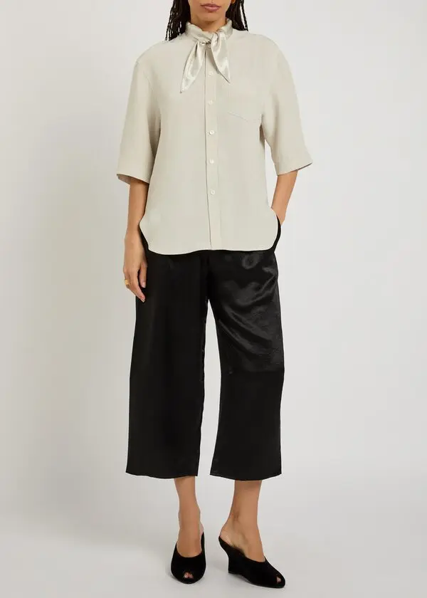 Maria Mcmanus Wide-leg Cropped Satin Trousers