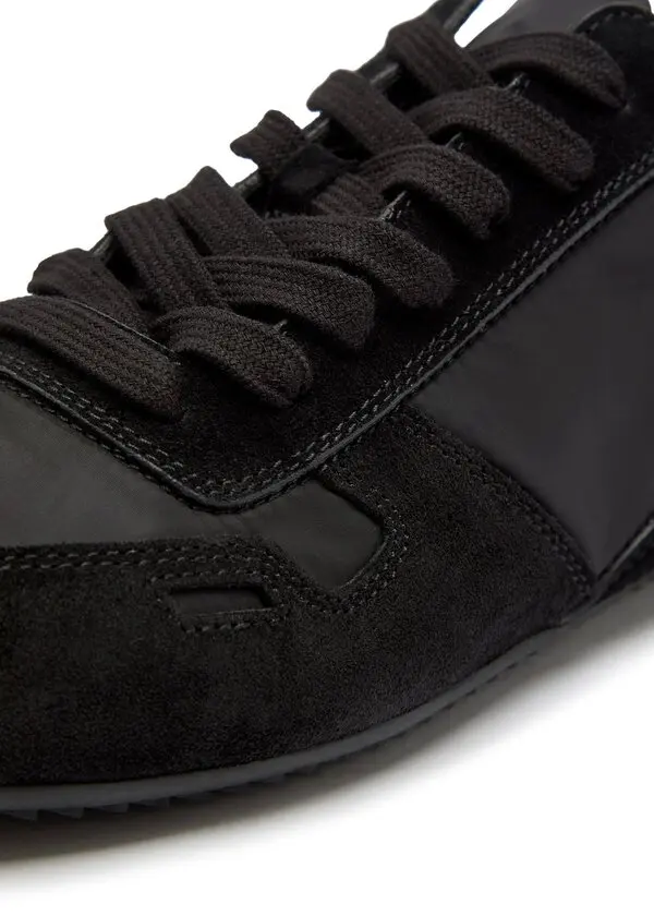 Rick Owens Panelled Suede And Nylon Sneakers - Black