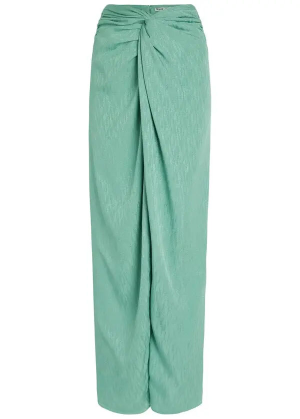 BLAZÉ MILANO Konik Twist Silk Maxi Skirt - Teal