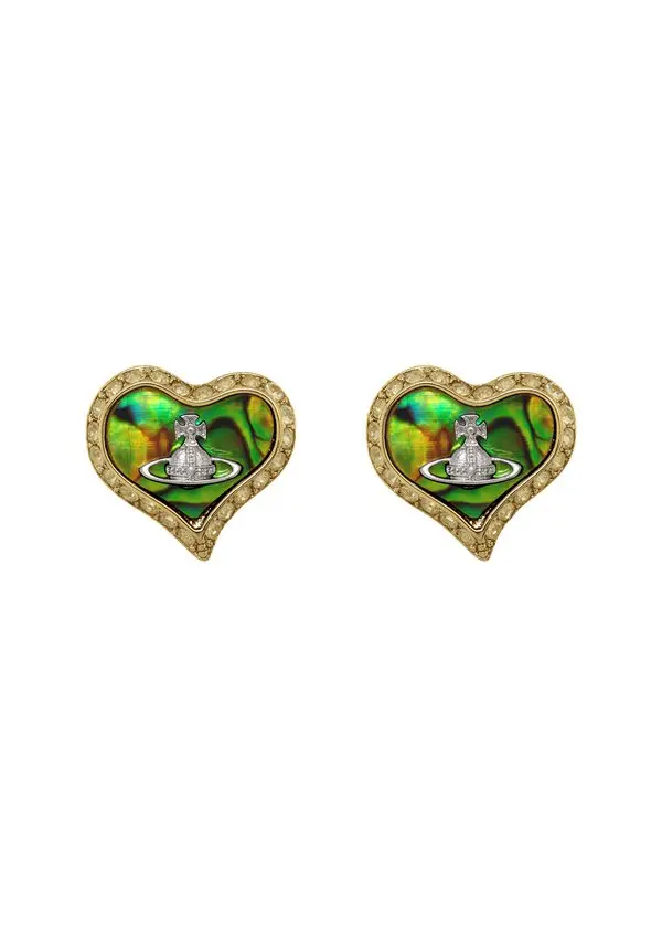 VIVIENNE WESTWOOD Petra Heart Stud Earrings - Green