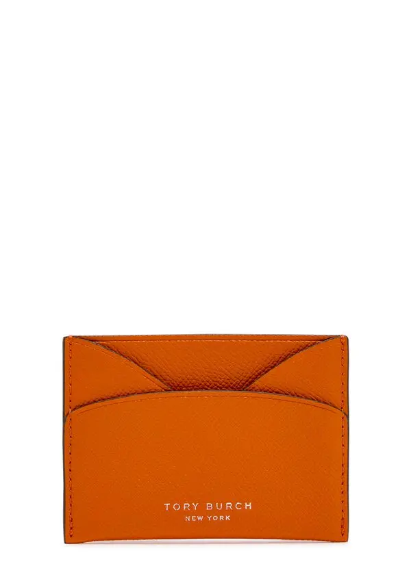 Tory Burch Romy Flat Grained Leather Card Case - Orange