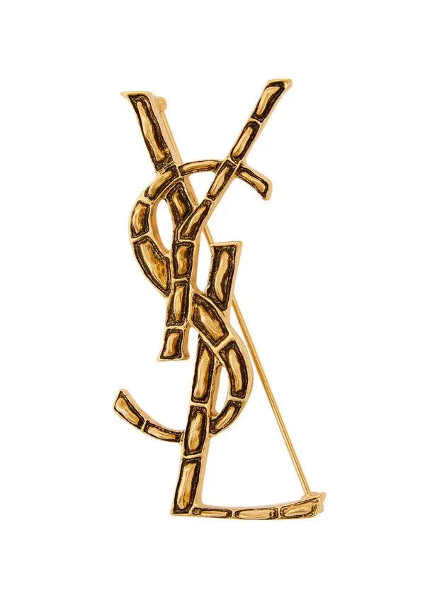 Saint Laurent Opyum Sculpted Metal Brooch - Gold