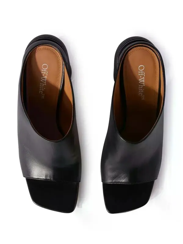 Off-White Open-toe Leather Sandals - Black