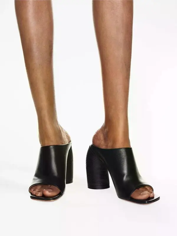 Off-White Open-toe Leather Sandals - Black
