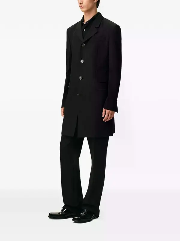 AMI Paris Wool Straight Fit Single-breasted Coat - Black