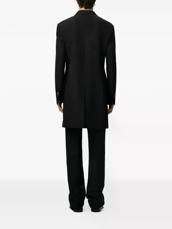AMI Paris Wool Straight Fit Single-breasted Coat - Black