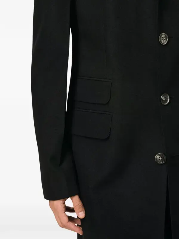 AMI Paris Wool Straight Fit Single-breasted Coat - Black