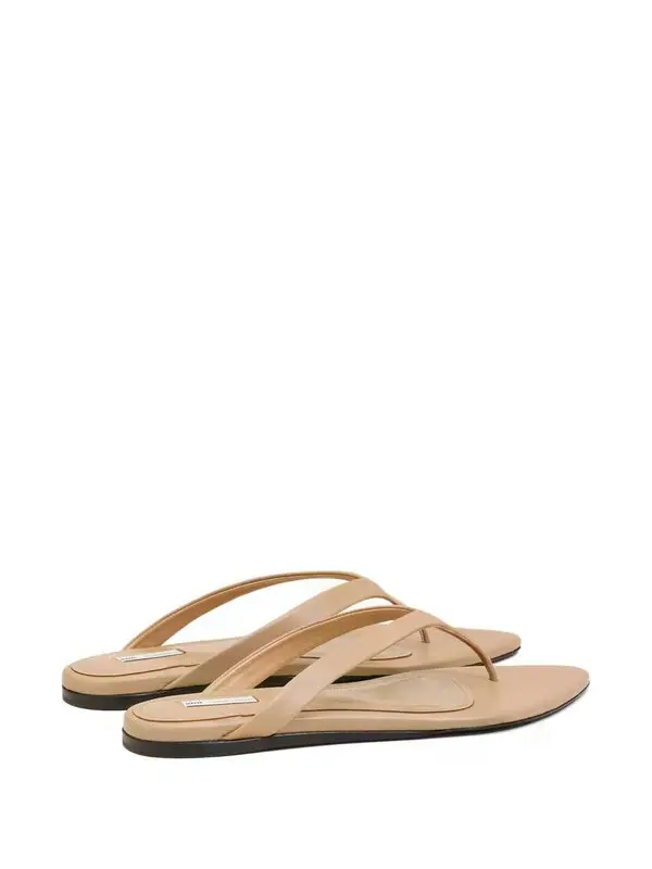 AMI Paris Lamb Leather Pointed Toe Flip Flops - Neutrals