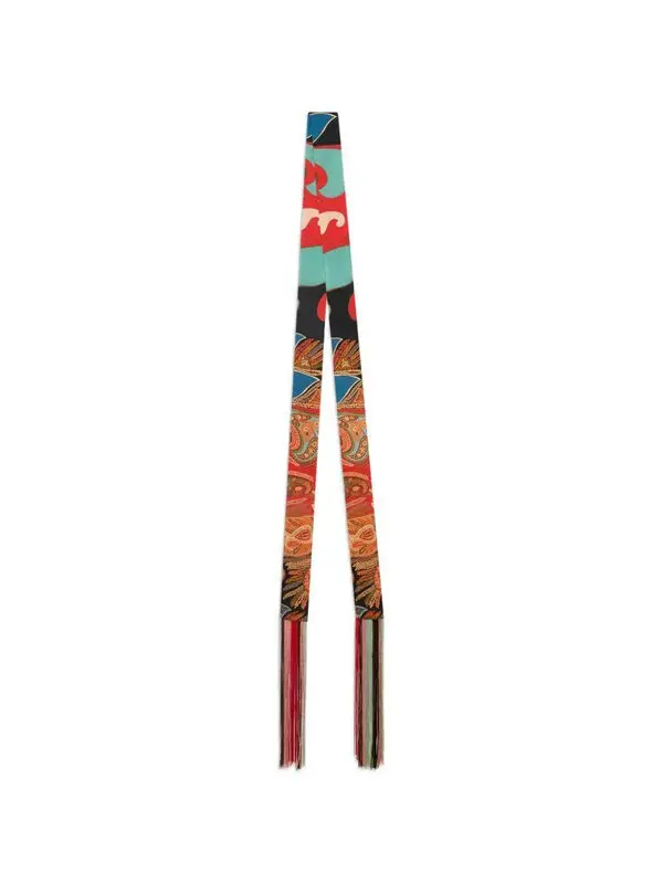 Etro Fringing Paisley Floral Scarf - Red
