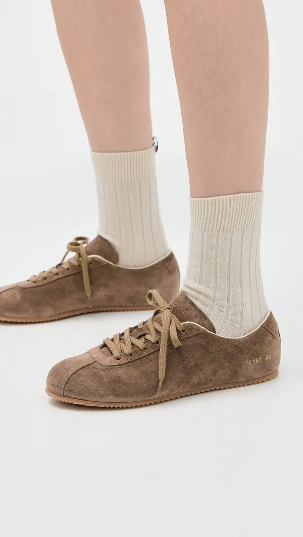 COMMON PROJECTS Suede Lace-up Sneakers - Tan