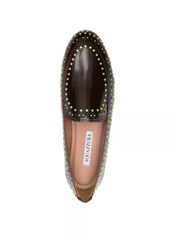 AQUAZZURA Studded Loafers - Brown