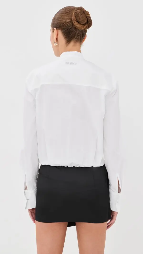 Attico Mini Shirt Dress With Tie Neck
