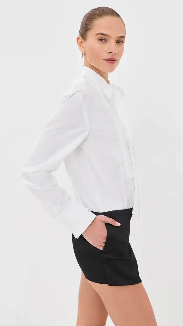Attico Mini Shirt Dress With Tie Neck