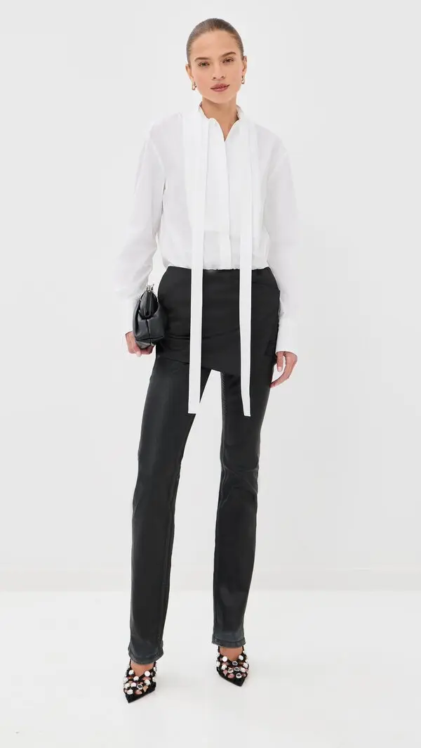 Attico Mini Shirt Dress With Tie Neck