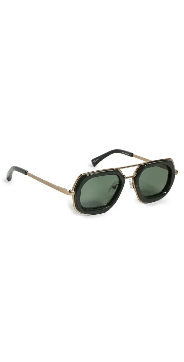 Dries Van Noten Octagon Sunglasses - Matte Gold/green