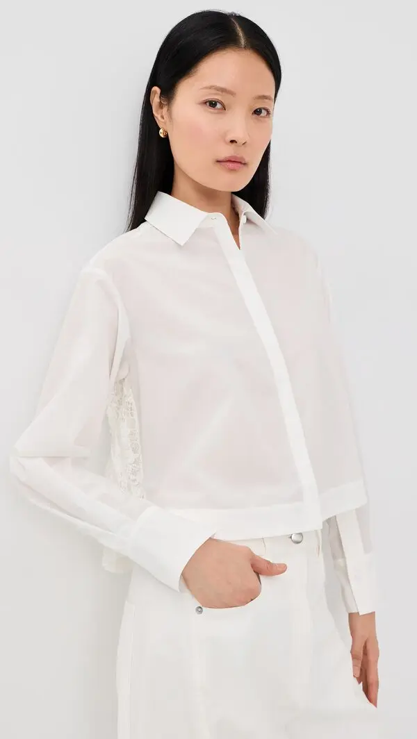 Simkhai Kacey Lace Button-down Shirt - Ivory