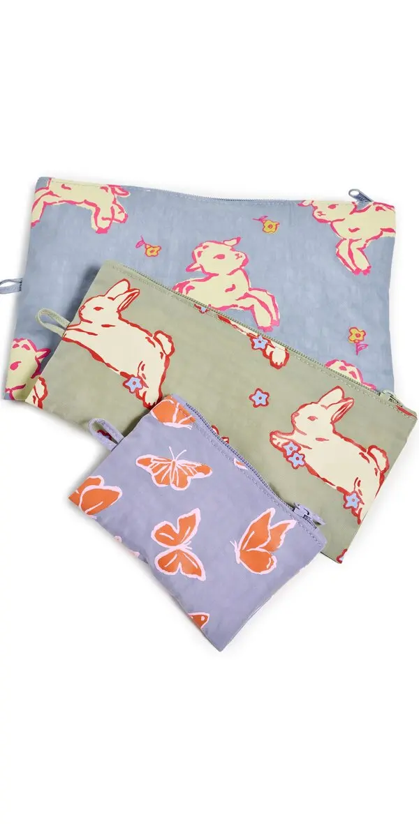 Baggu Flat Pouch Set - Spring Animals