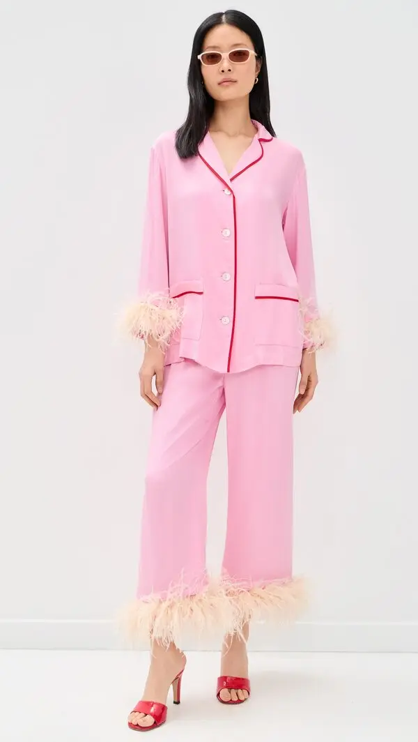 Sleeper Party Pajama Set With Detachable Feathers