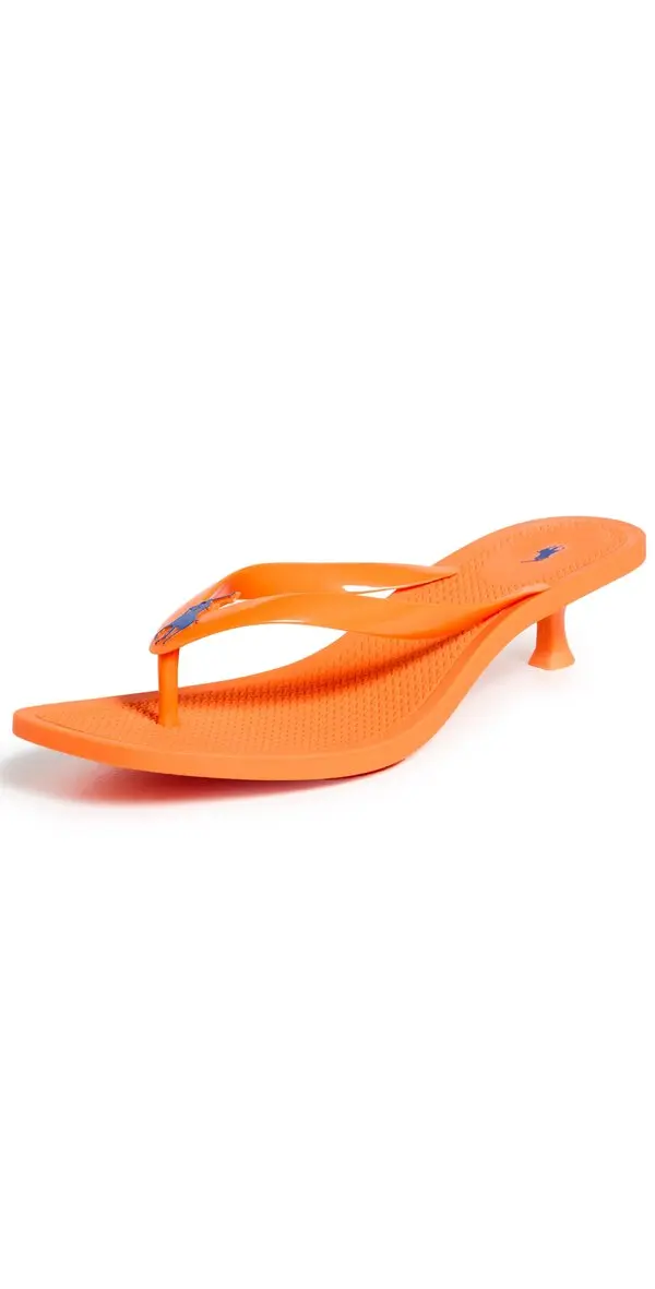 Polo Ralph Lauren Kitten Heel Thong Sandals - Orange Peel