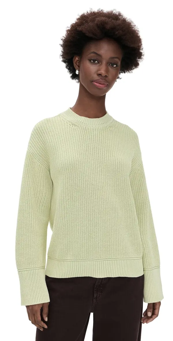 LA LIGNE Cotton Blend Crewneck Sweater - Celadon