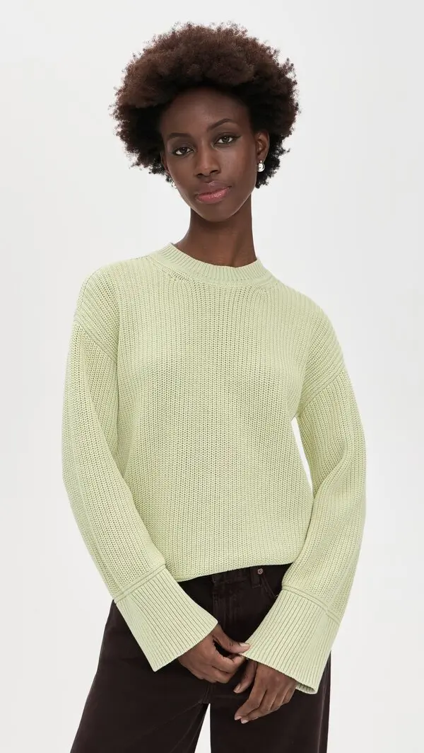 LA LIGNE Cotton Blend Crewneck Sweater - Celadon