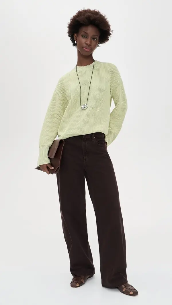 LA LIGNE Cotton Blend Crewneck Sweater - Celadon
