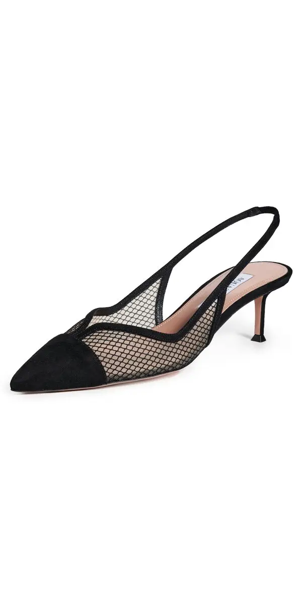 AQUAZZURA Gia Mesh Sling Pumps - Black