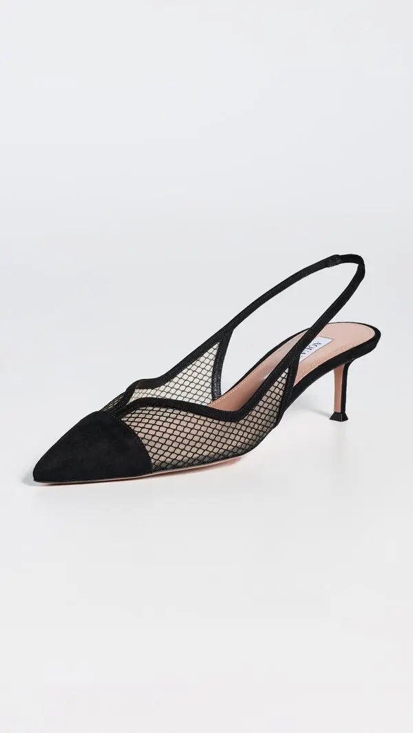 AQUAZZURA Gia Mesh Sling Pumps - Black