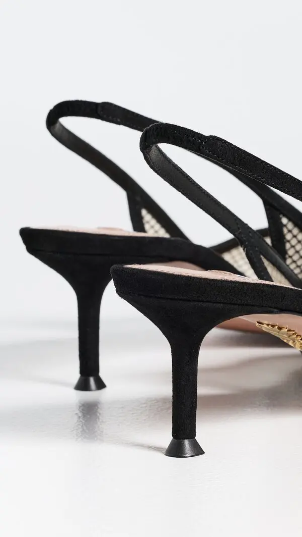 AQUAZZURA Gia Mesh Sling Pumps - Black