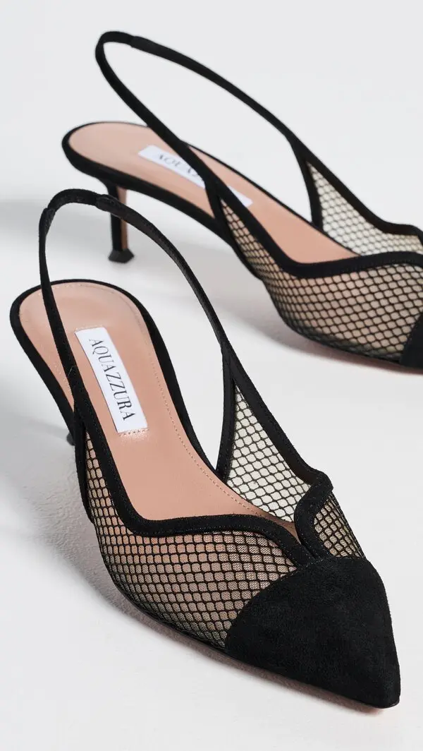 AQUAZZURA Gia Mesh Sling Pumps - Black