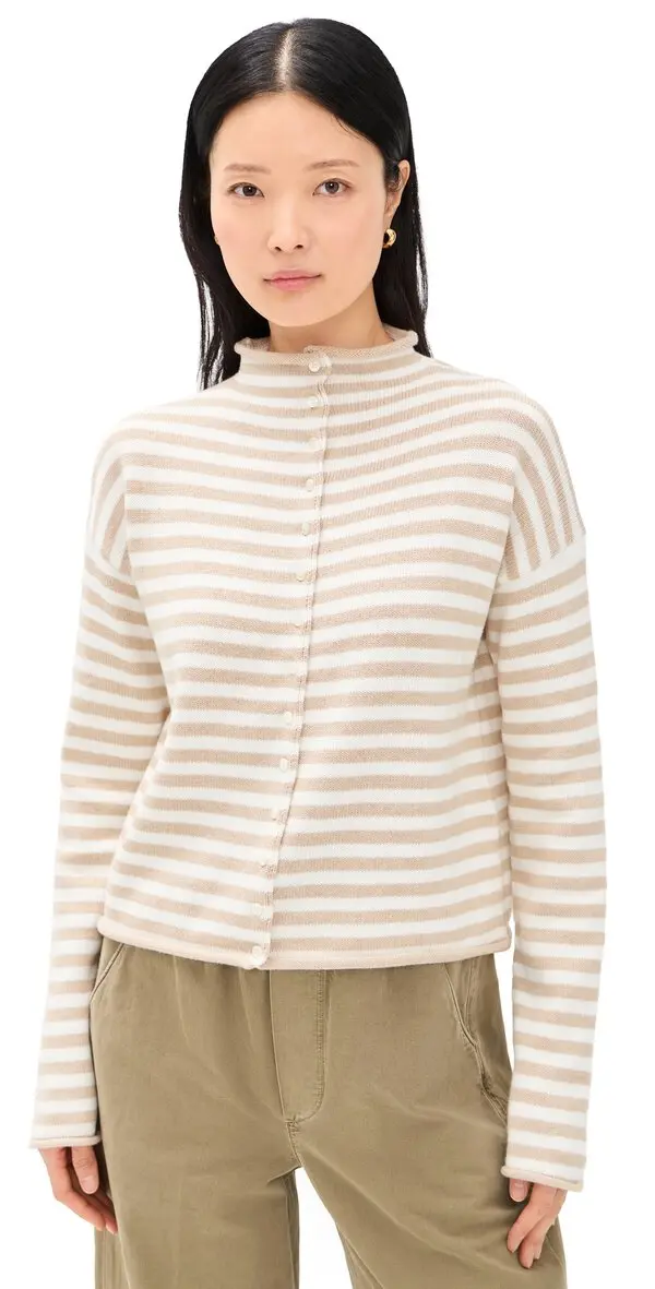 ALEX MILL Taylor Cardigan - Sand/ivory