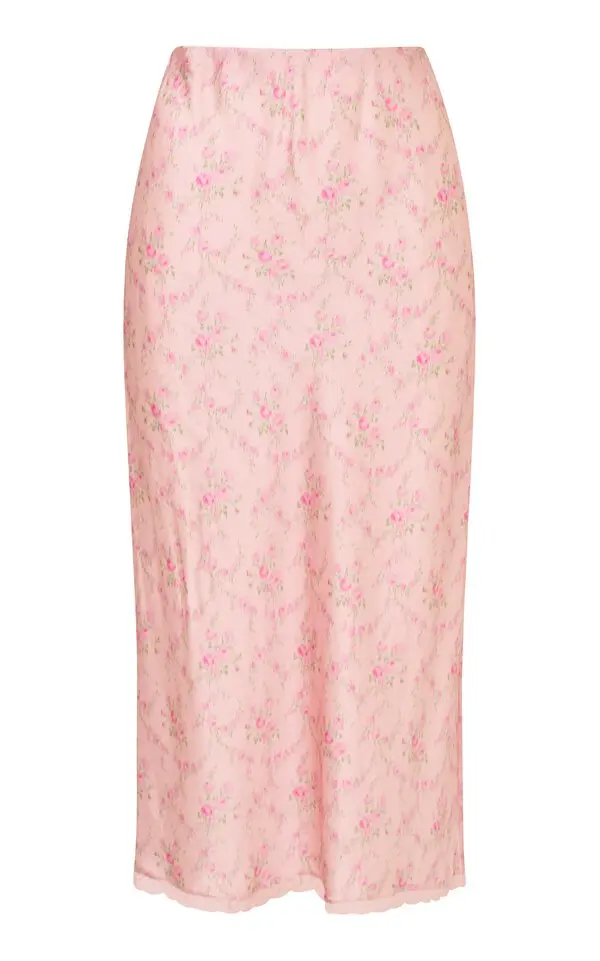 LoveShackFancy Castle Silk-blend Midi Skirt