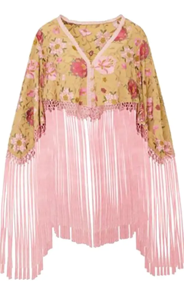 LoveShackFancy Aurelia Piano Shawl Top - Multi