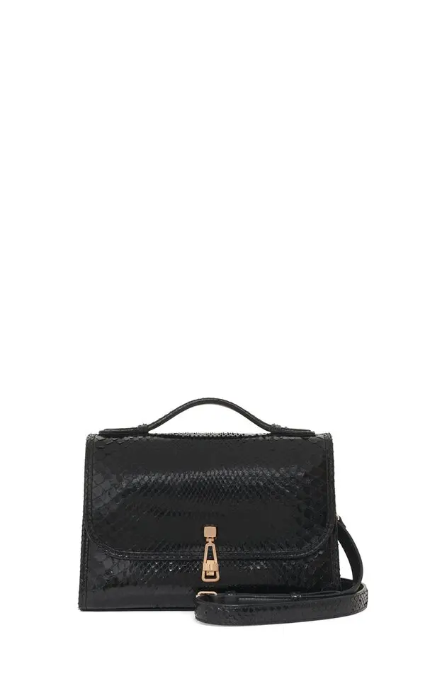 Gabriela Hearst Medium Leonora Flap Bag In Snakeskin - Black