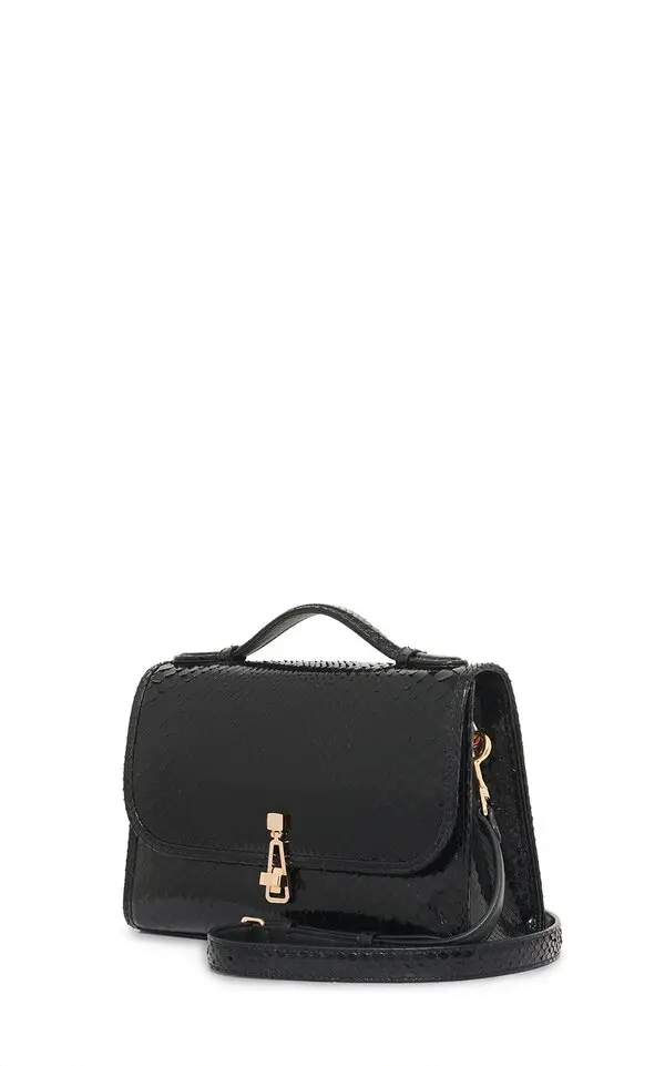 Gabriela Hearst Medium Leonora Flap Bag In Snakeskin - Black