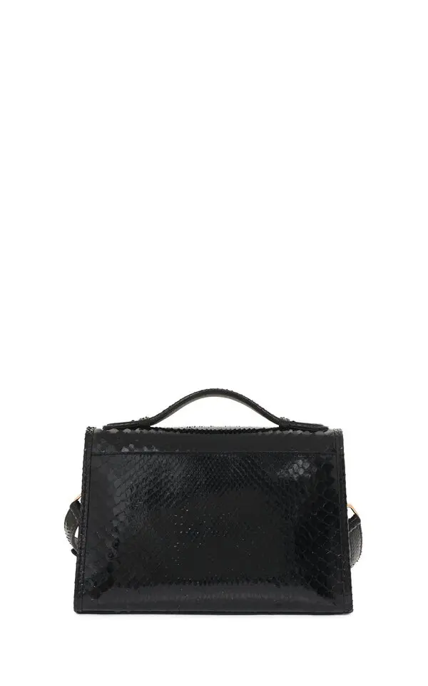 Gabriela Hearst Medium Leonora Flap Bag In Snakeskin - Black