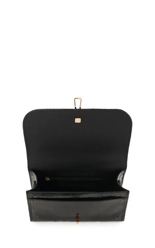 Gabriela Hearst Medium Leonora Flap Bag In Snakeskin - Black