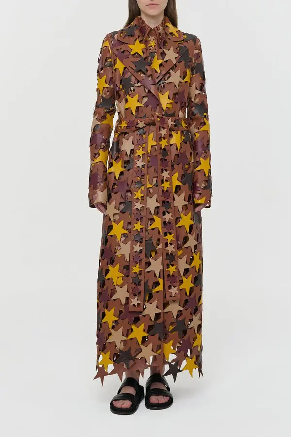 Gabriela Hearst Nuria Patchwork Stars Trench Coat
