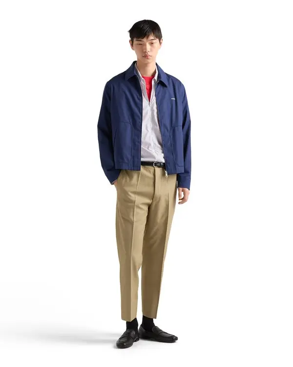 Prada Technical Cotton Zipper Blouson - Blue