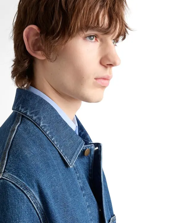 Prada Light Denim Blouson Jacket - Blue