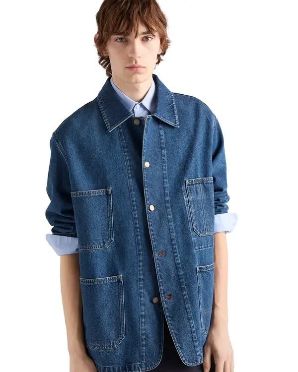Prada Light Denim Blouson Jacket - Blue