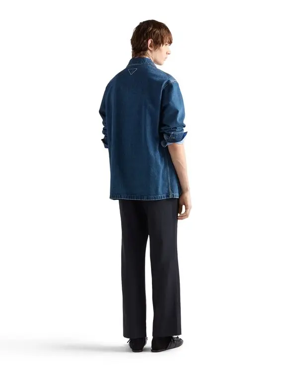 Prada Light Denim Blouson Jacket - Blue