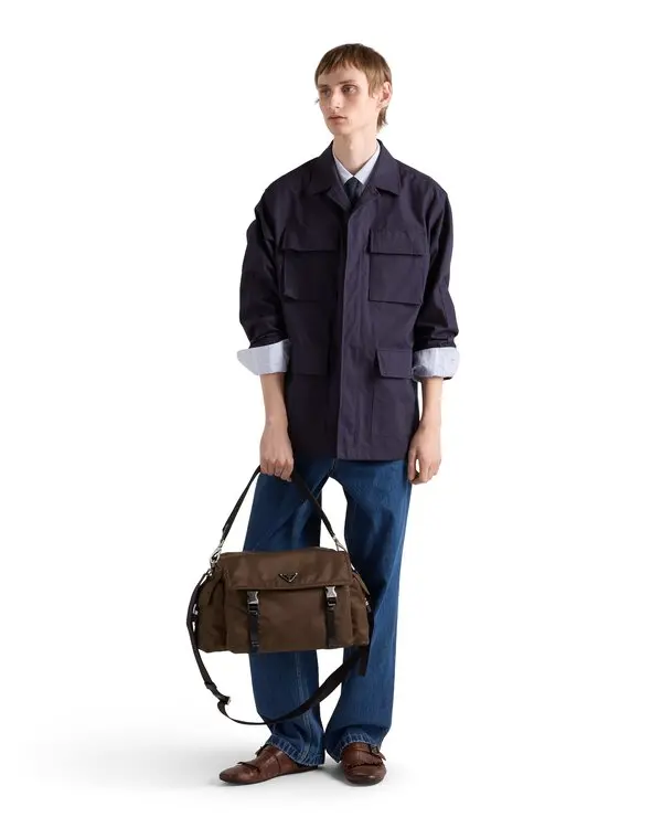 Prada Re-nylon And Leather Bag - Brown