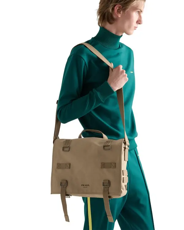 Prada Canvas Shoulder Bag - Neutral