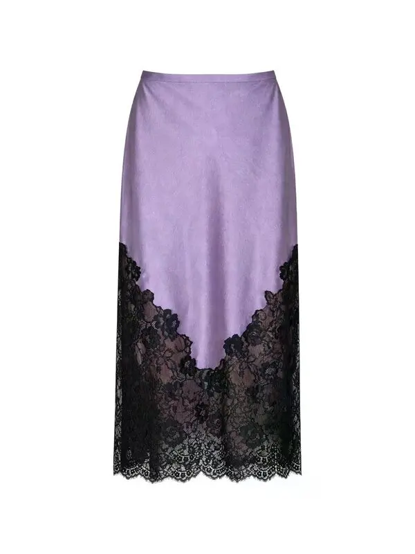 FLEUR DU MAL Juliet Lace Midi Skirt - Purple